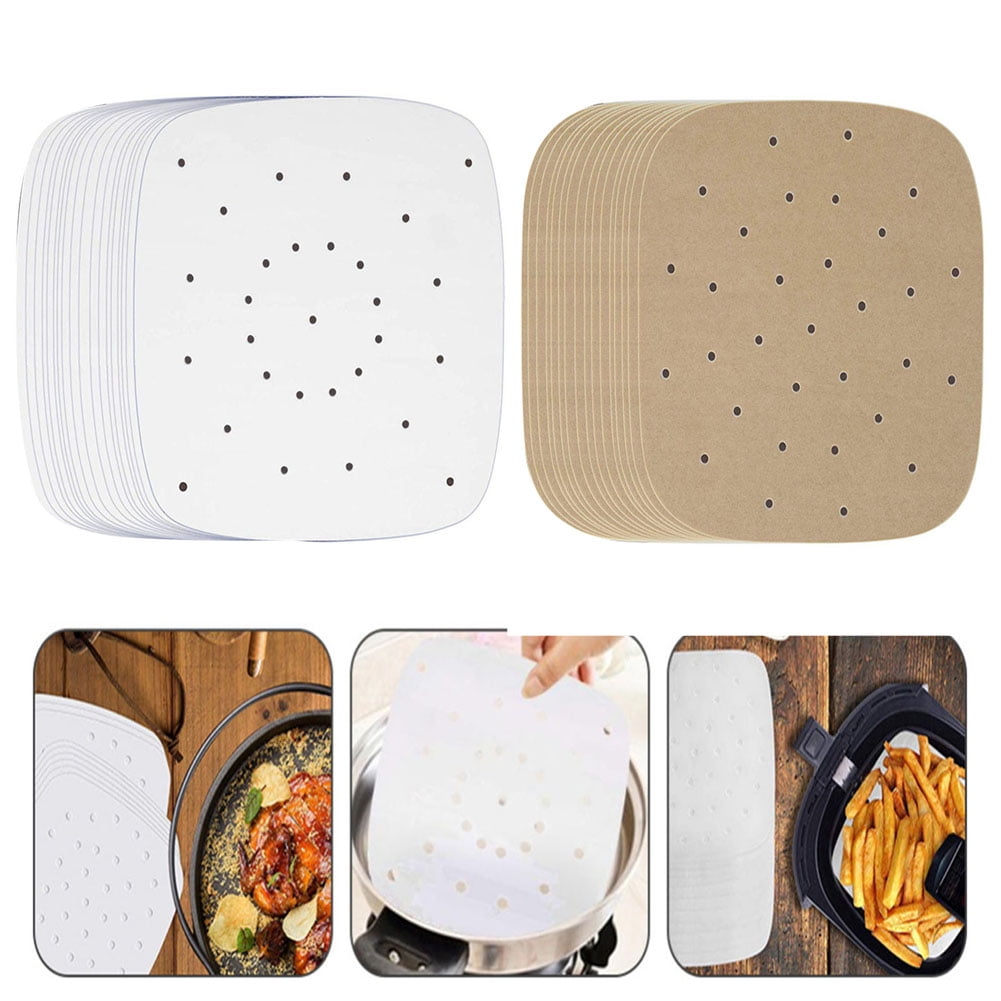 SPRING PARK 100Pcs Perforated Steamer Pad Non Stick Air Fryer Liners ...
