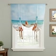 Coastal Seashells Tie Up Curtains for Window, Thermal Insulated Balloon ...