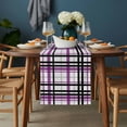 Abstract Stripes Table Runner 13x48 inch Purple Black Grey Plaid Cotton ...