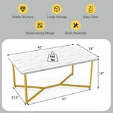 Costway Modern Coffee Table with Faux Marble Tabletop & Golden Y-shaped ...