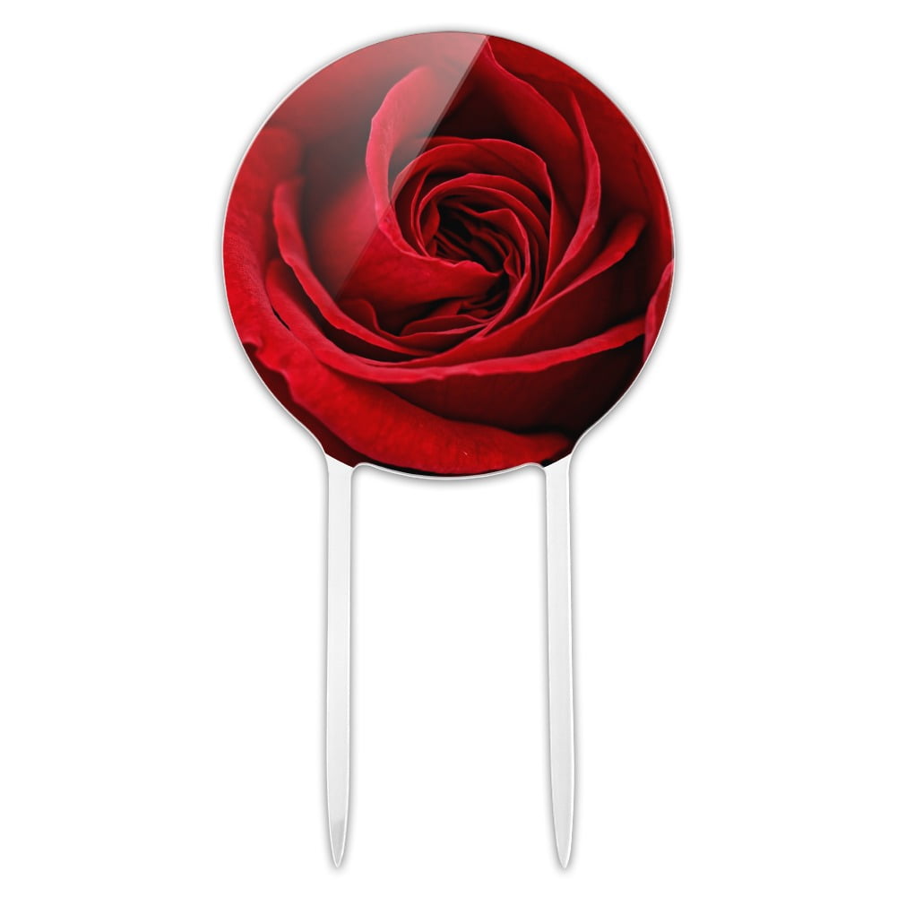 Acrylic Red Rose Close-up Cake Topper Party Decoration for Wedding ...