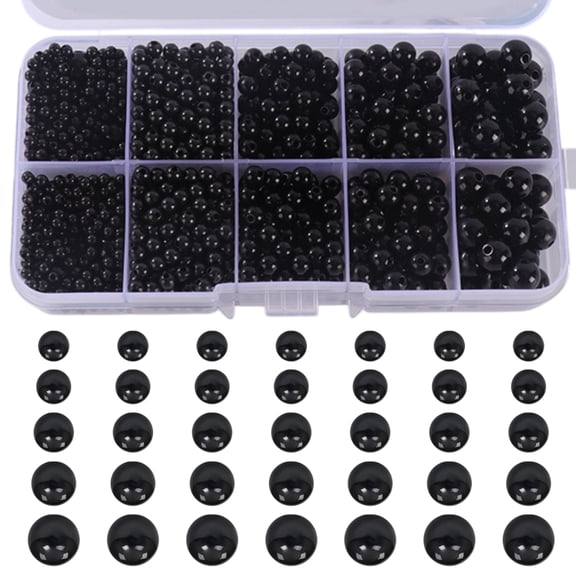 2 Strands 120Pcs Natural Gemstone Beads Strand 6mm Round Black Loose ...