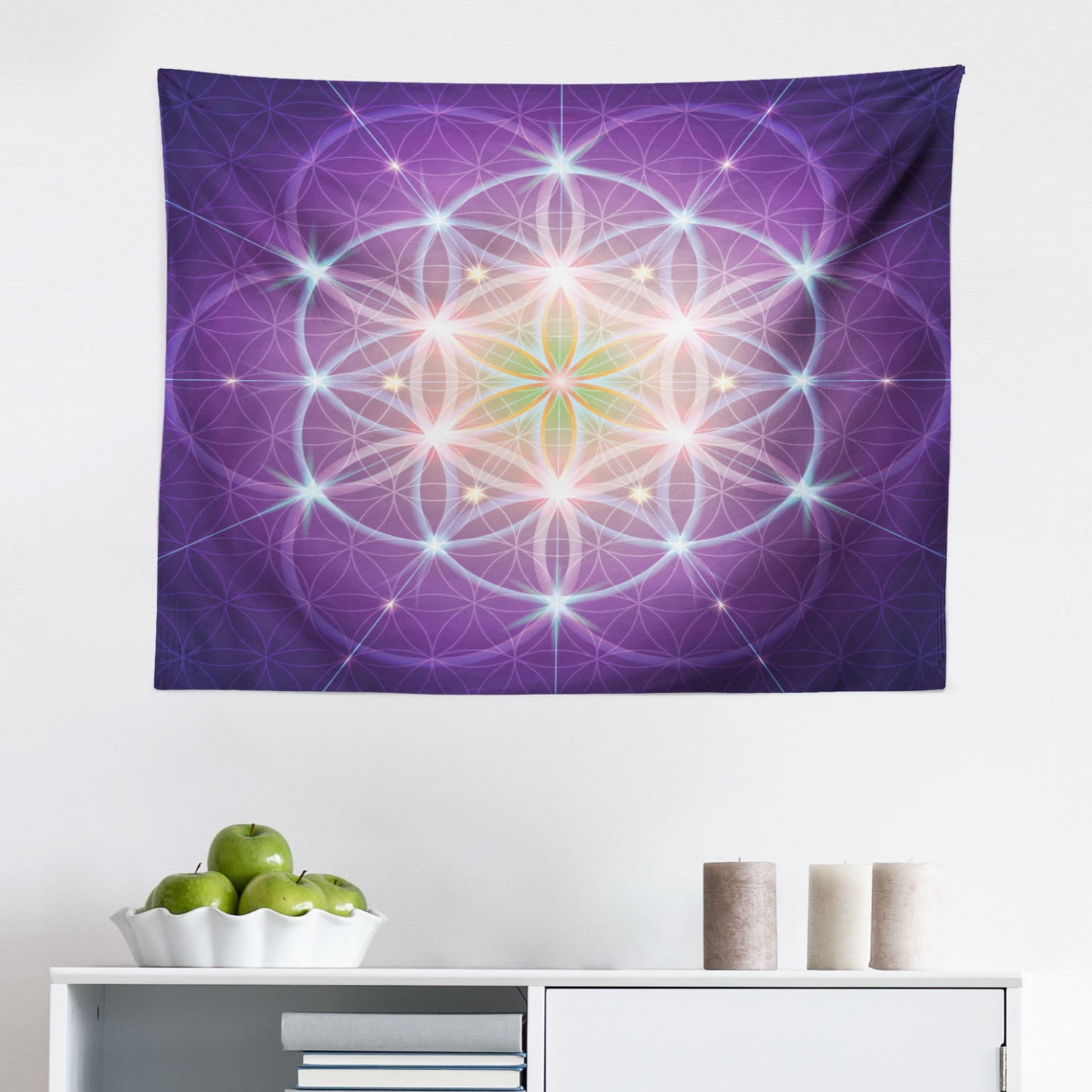 Abstract Tapestry, Circular Round Shaped Inner Geometric Eco Wavelength ...