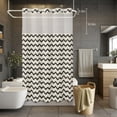 Black Zigzag Line No Hook Shower Curtain with Snap in Liner, Chevron ...