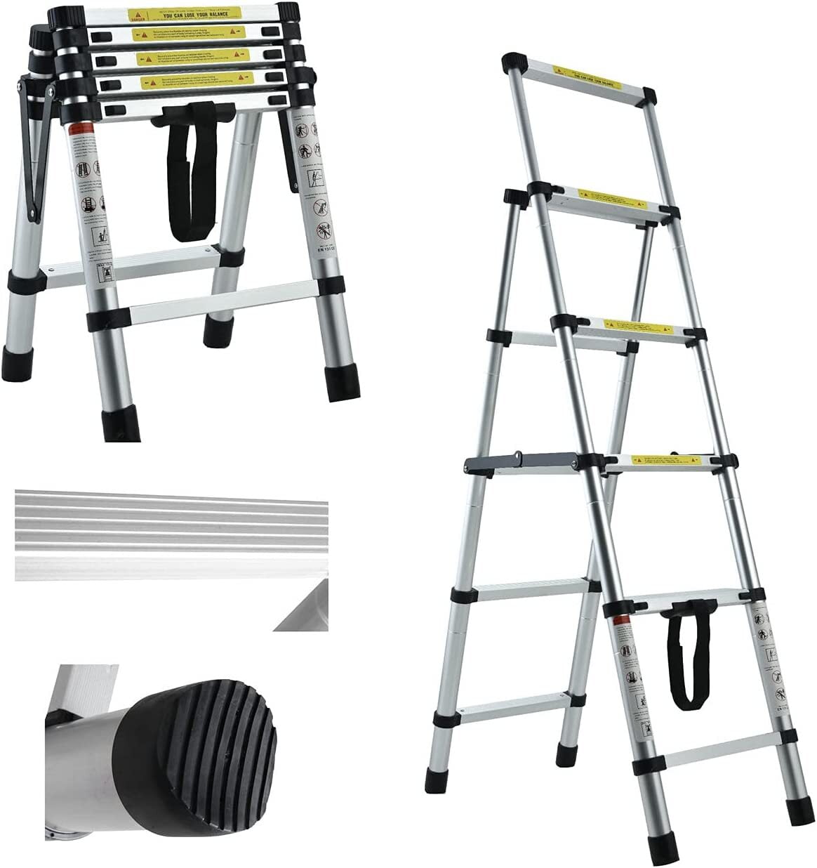 Dayplus 4+5 Extension Ladder Multi-Purpose A-Frame Telescoping Ladder ...