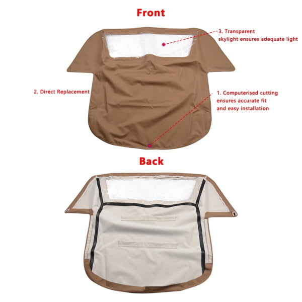 Fithood Tan Convertible Soft Top with Plastic Window Vinyl For ...