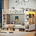Itaar Metal Bunk Bed Twin Over Twin with Hall Tree, Power Outlet, LED ...