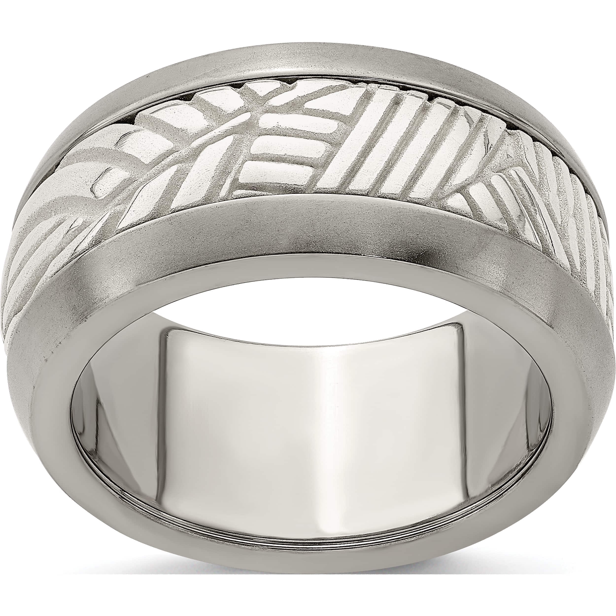 Titanium/Silver Two-Tone Edward Mirell Titanium & Sterling Silver Inlay ...