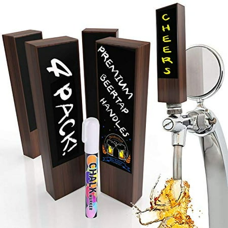 Silginnes Chalkboard Beer Tap Handles - 4-Pack Wooden Walnut Beer Tap ...