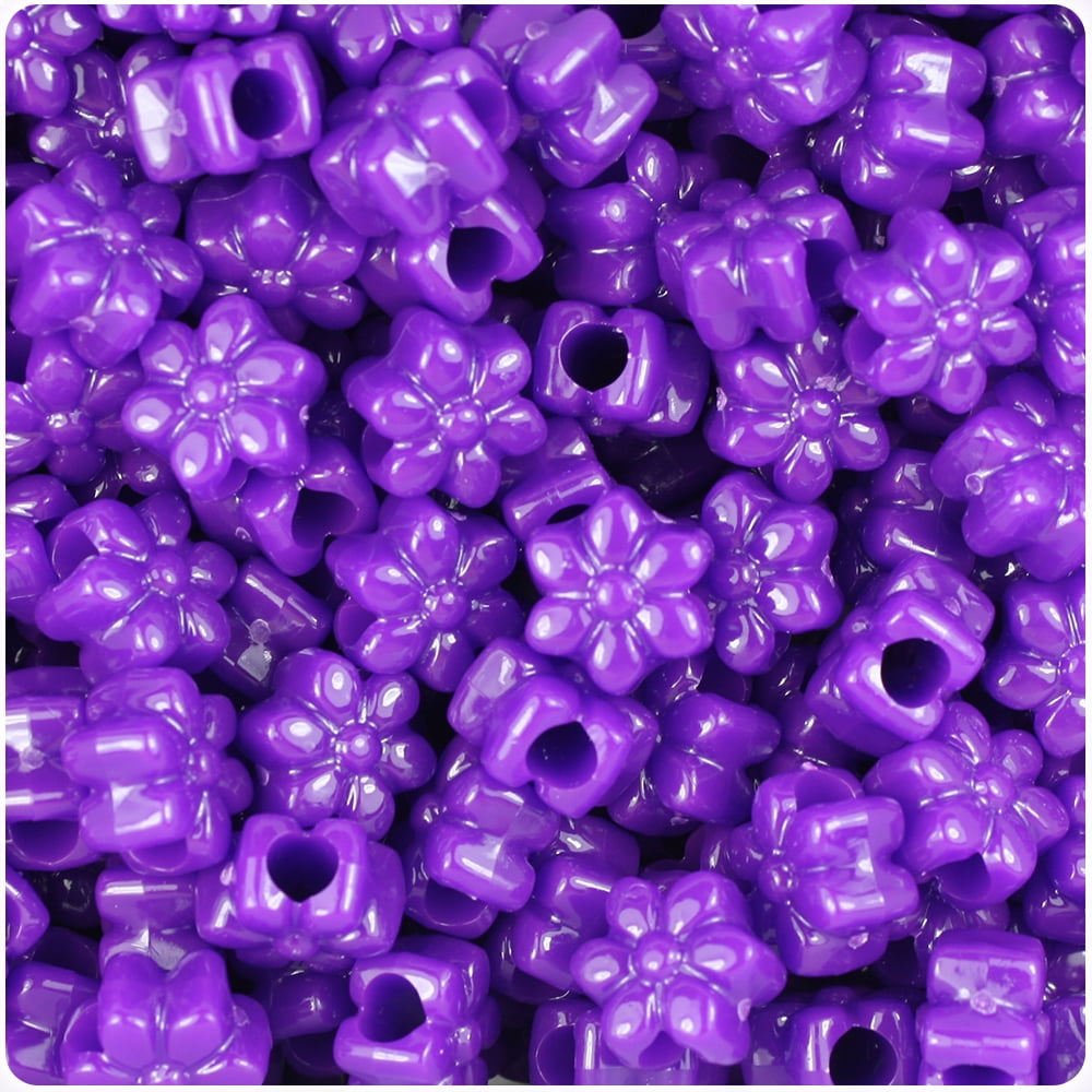 BeadTin Plum Neon Bright 13mm Flower Pony Beads (250pcs) - Walmart.com