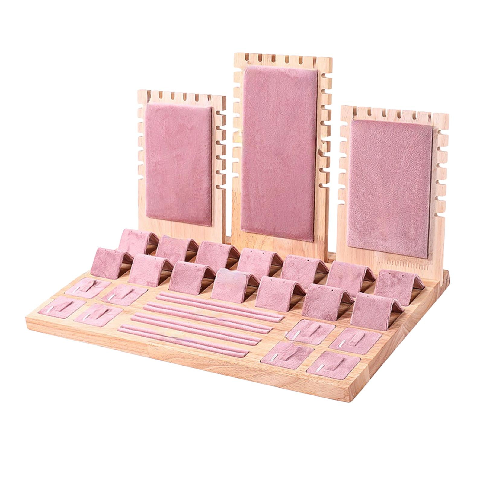 Jewelry Storage Tray Necklace Display Stand Tabletop Organizer Wood ...