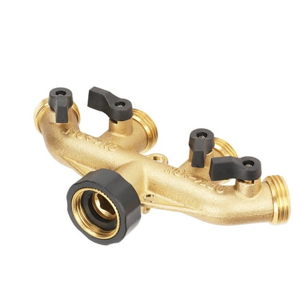 Garden Water Splitter, Water Separator, 3/4in 4 Way Brass Garden Hose ...