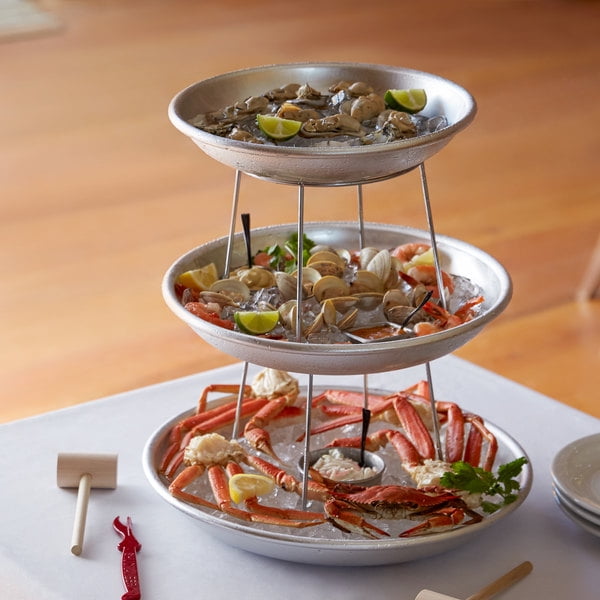 Seafood Tower Set 3-Tier with Aluminum Trays & Stand | Elevate Your ...