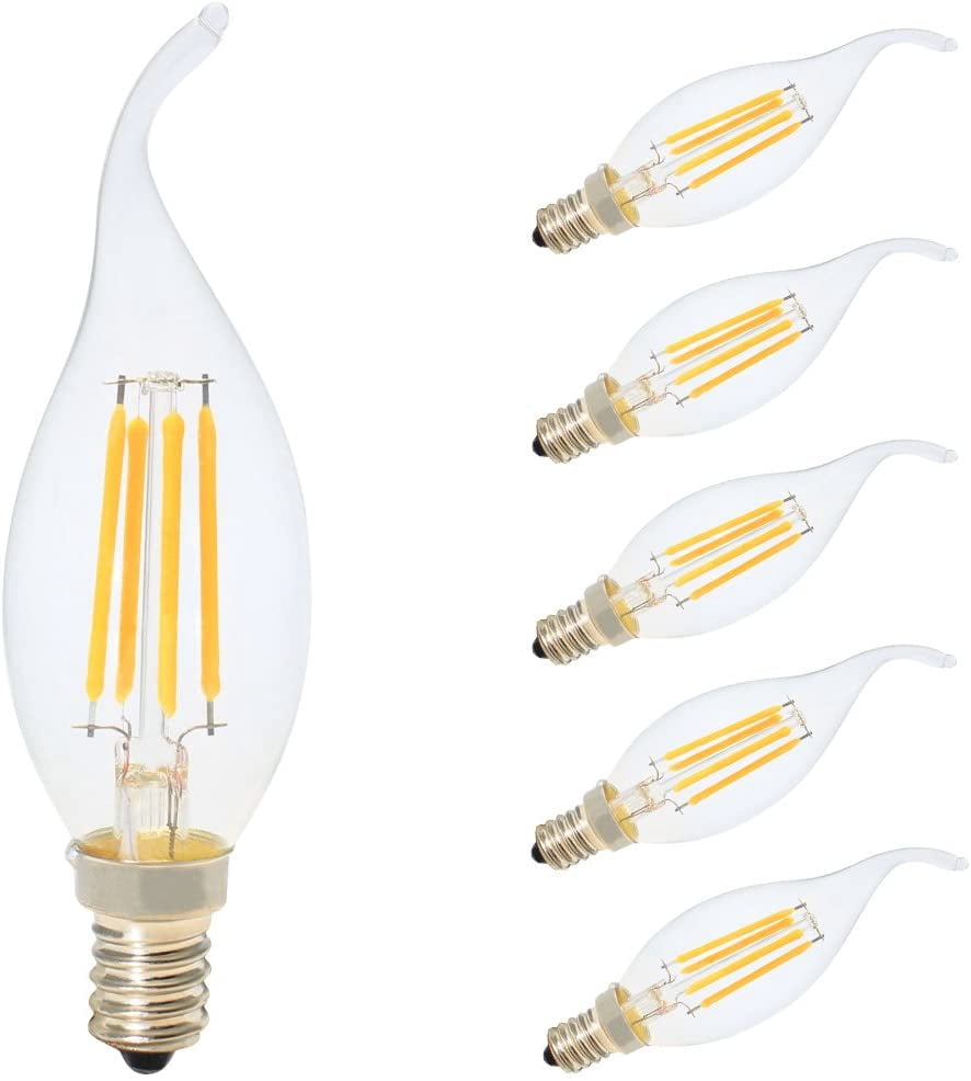 5pcs E14 Filament LED Bulb,Candle Bulbs,Warm White Screw Light Bulb ...