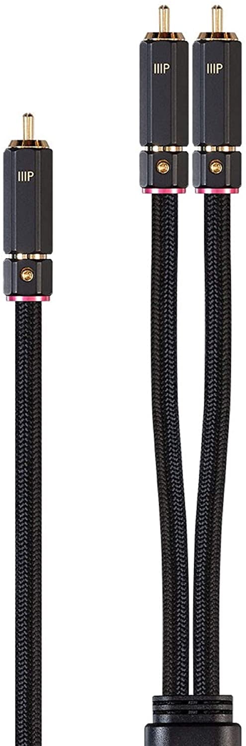 Monoprice 138075 RCA to 2 RCA Pigtail Cable - 6 Feet - Black, M/Gold ...