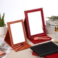 Uxcell Folding Makeup Mirror, 6x8.1" PU Leather Rectangular Vanity ...