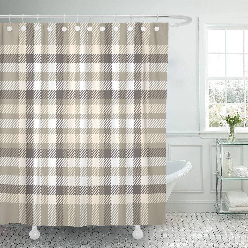 KSADK Beige Abstract Plaid Check Pattern in Tan Taupe White and Orange ...