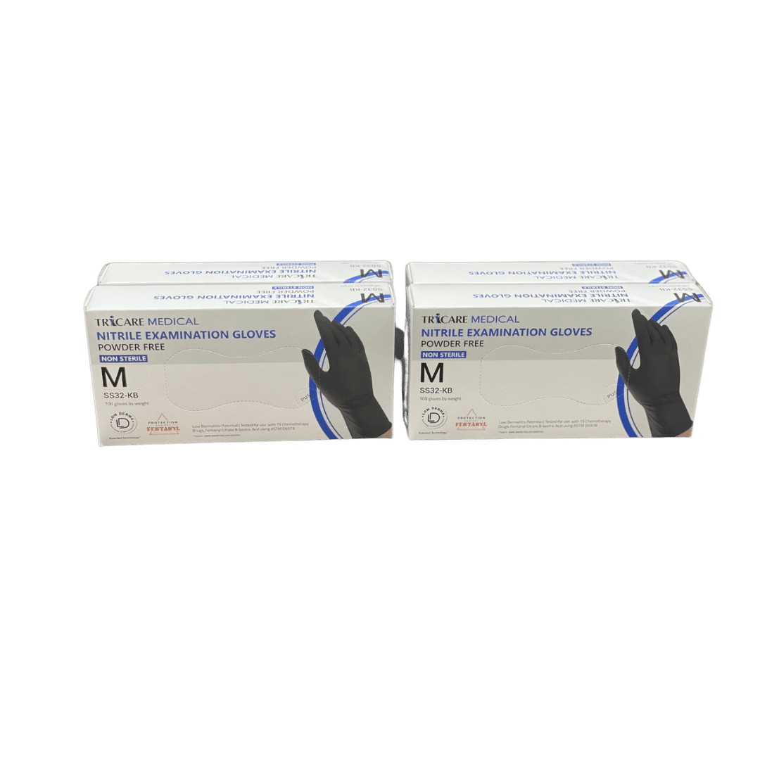 TRICARE Medical Nitrile Gloves, Medium, 400 Count, Berry Black, Powder ...