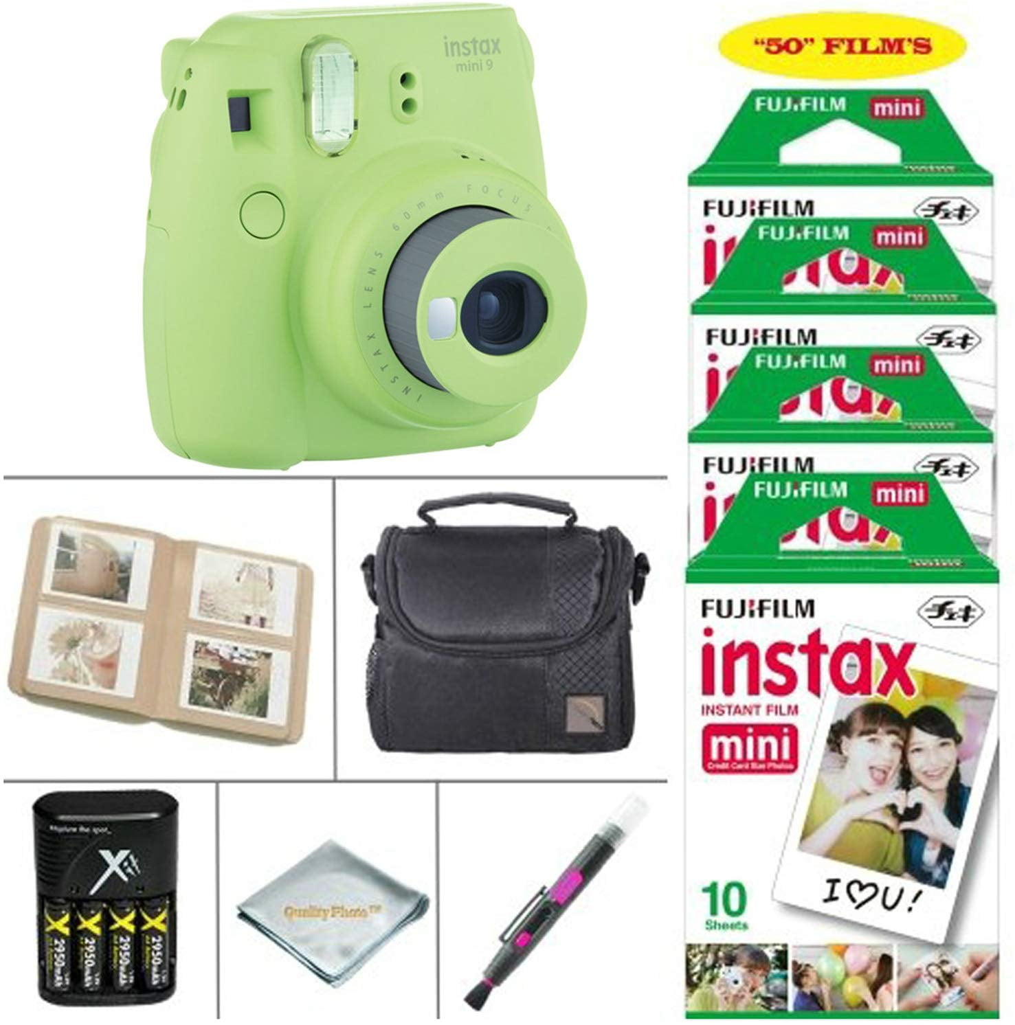 Fujifilm Mini 9 Instant Film Camera (Lime Green) - Fujifilm Instax Film ...