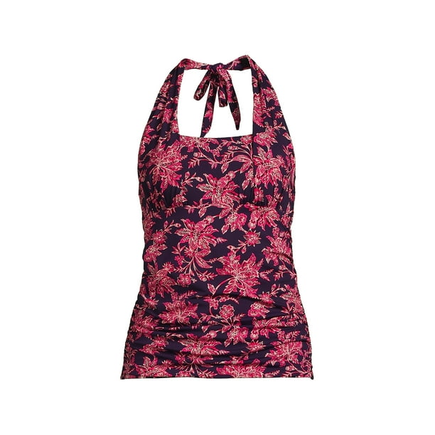 Lands' End Women's Petite Chlorine Resistant Square Neck Halter Tankini ...