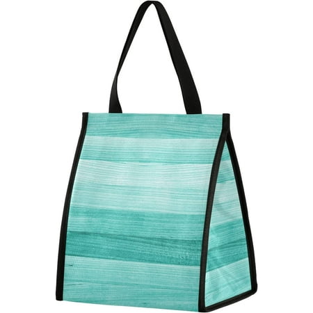 Teal or Turquoise Green Painted Wood Texture Velcro Closure Lunch Tote ...