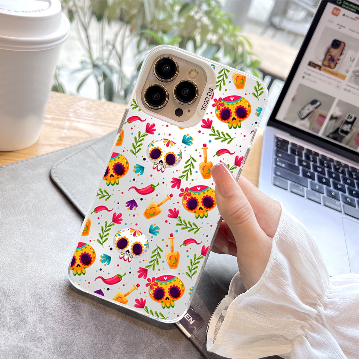 Único y llamativo: funda plateada colorida de doble capa esmerilada con ...