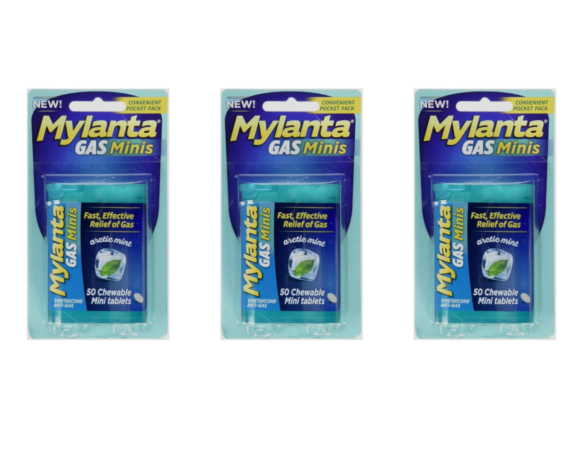Mylanta Gas Mini Chewable Tablets Arctic Mint 50 Count - Pack of 3 ...