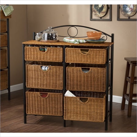 Holly & Martin Lillian Iron/Wicker Storage Chest in Painted Black Frame ...