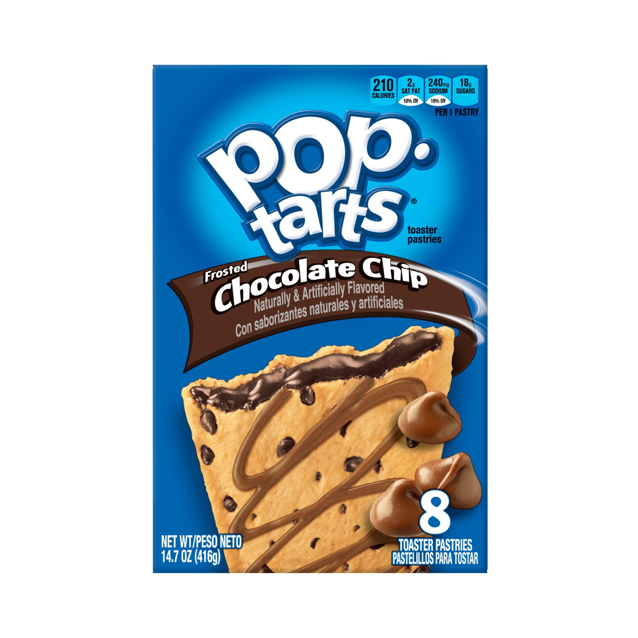 Pop-Tarts Frosted Chocolate Chip Breakfast Toaster Pastries, 14.7 oz, 8 ...