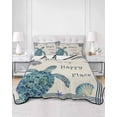 Blue Sea Turtle Quilts Bedding Set Full Size Beach Happy Place Seashell ...