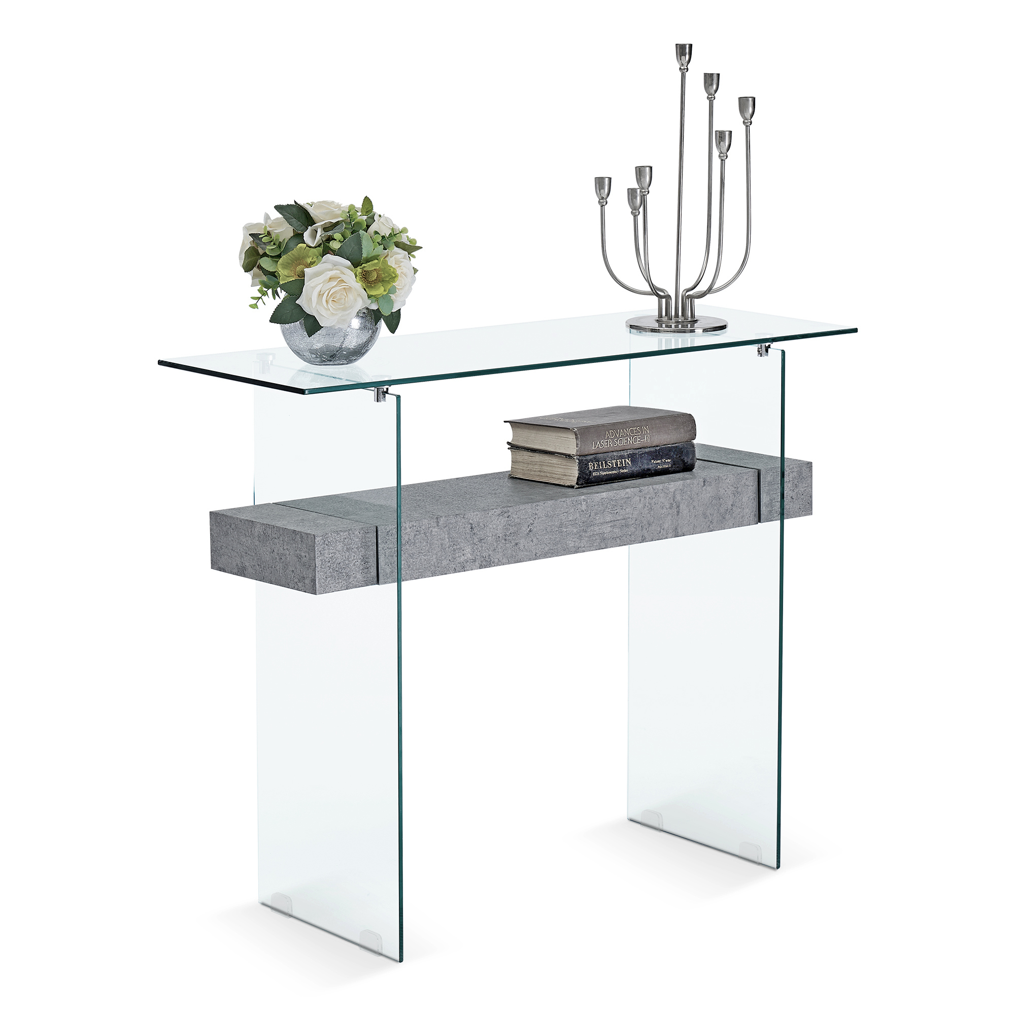 Ivinta Narrow Glass Console Table with Storage Modern Sofa Table ...