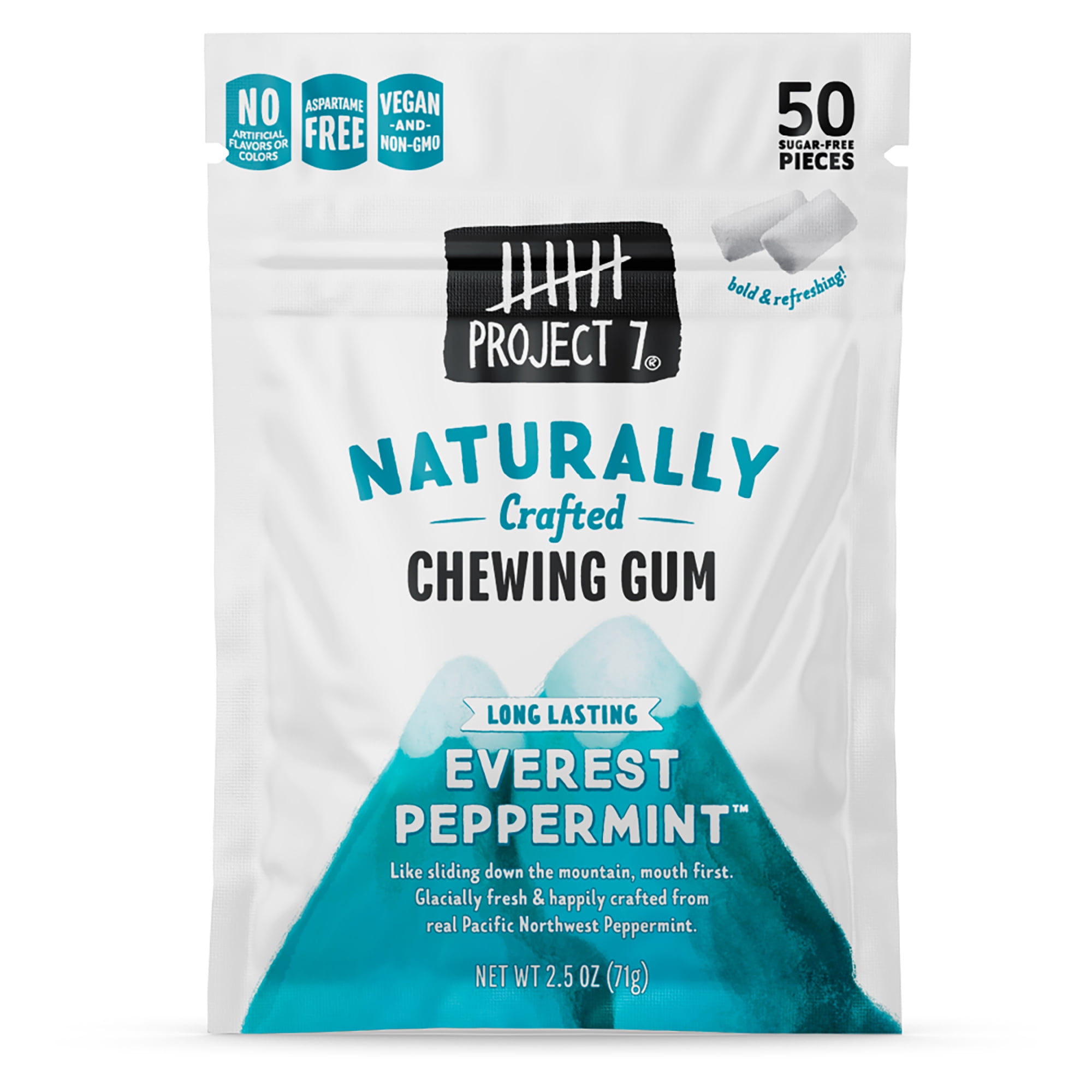 Buy Project 7 Everest Peppermint Sugar Free Gum, 50 Pieces, Bold and ...
