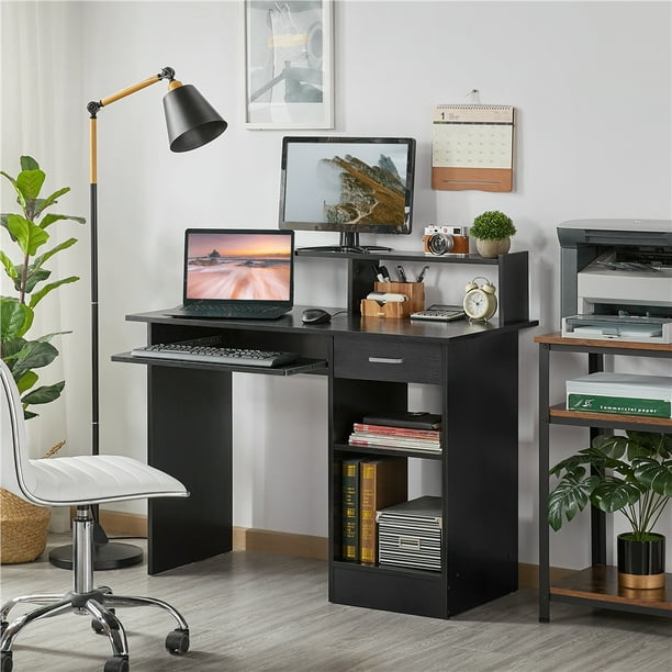 Topeakmart Home Office Computer Desk Laptop Table with Drawers Storage ...