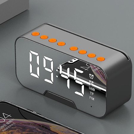 Speaker Bluetooth Clock Soundbar Multifunction LED Mirror Alarm ...