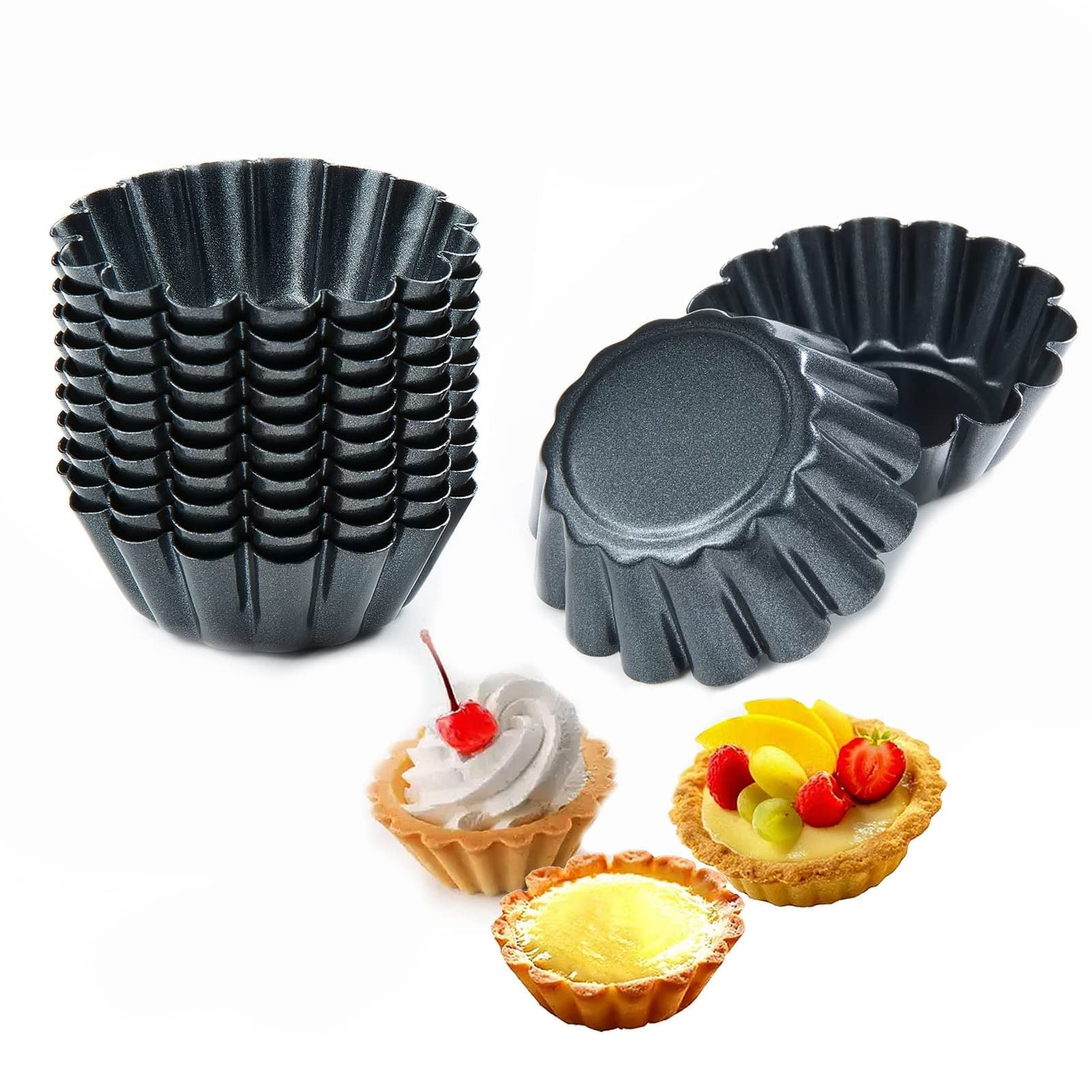 Molde para muffins, 12 piezas, moldes para mini tartas, de acero al ...
