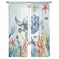 ERUNPONLY Sea Turtle Coastal Sheer Curtains 72 Inch Length 2 Panels Set ...