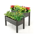 Yunken 2 Tier Wooden Raised Garden Bed with Legs Drain Holes, Outdoor ...