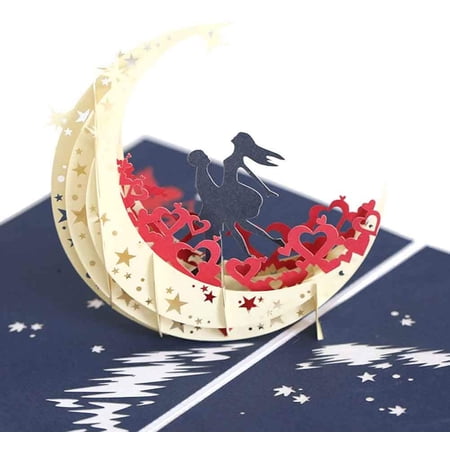 Moon Couple Pop Up Card,3D Card,Paper Pop Up Birthday Card,Valentines ...