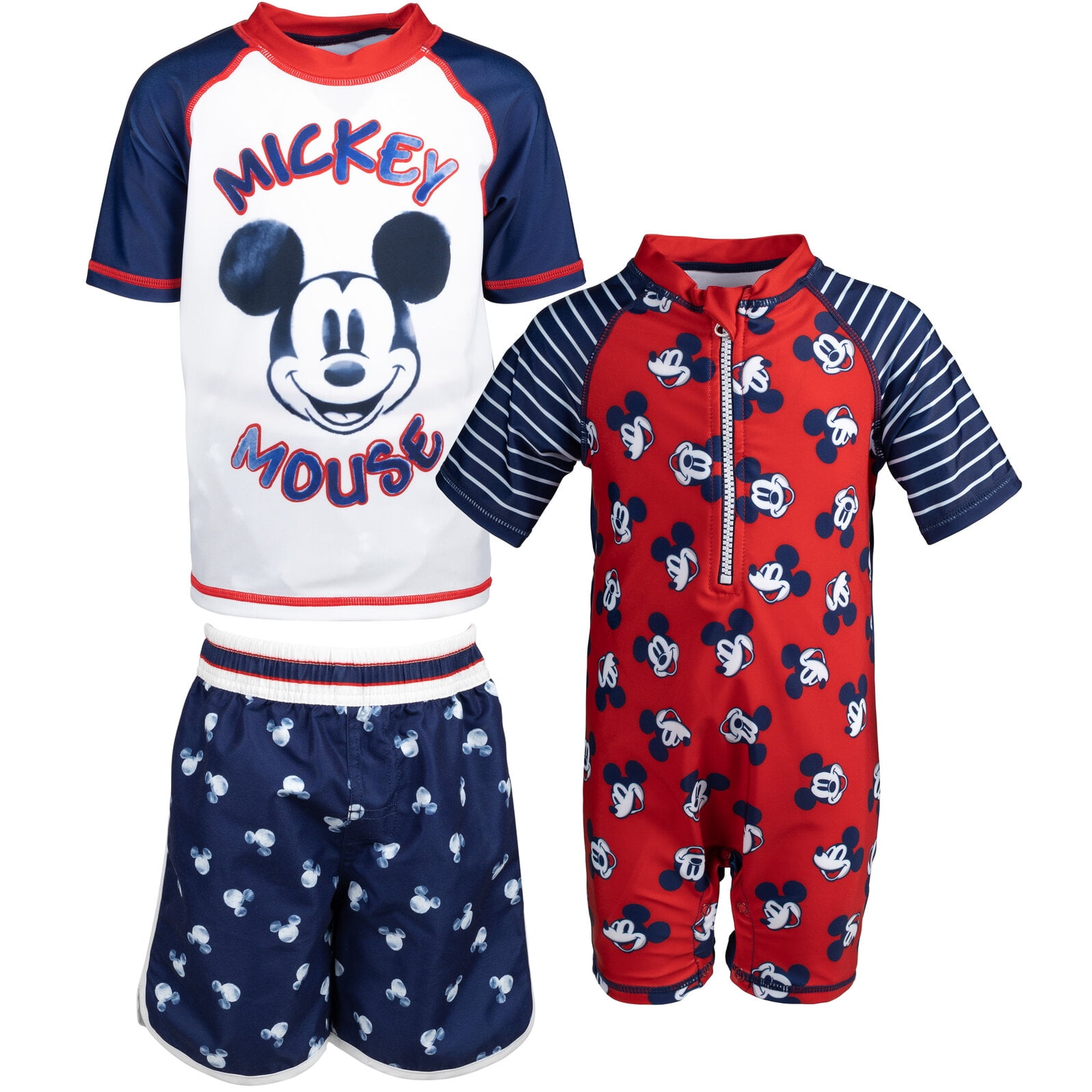 Disney Mickey Mouse Toddler Boys Zip Up Sunsuit Rash Guard and Swim ...