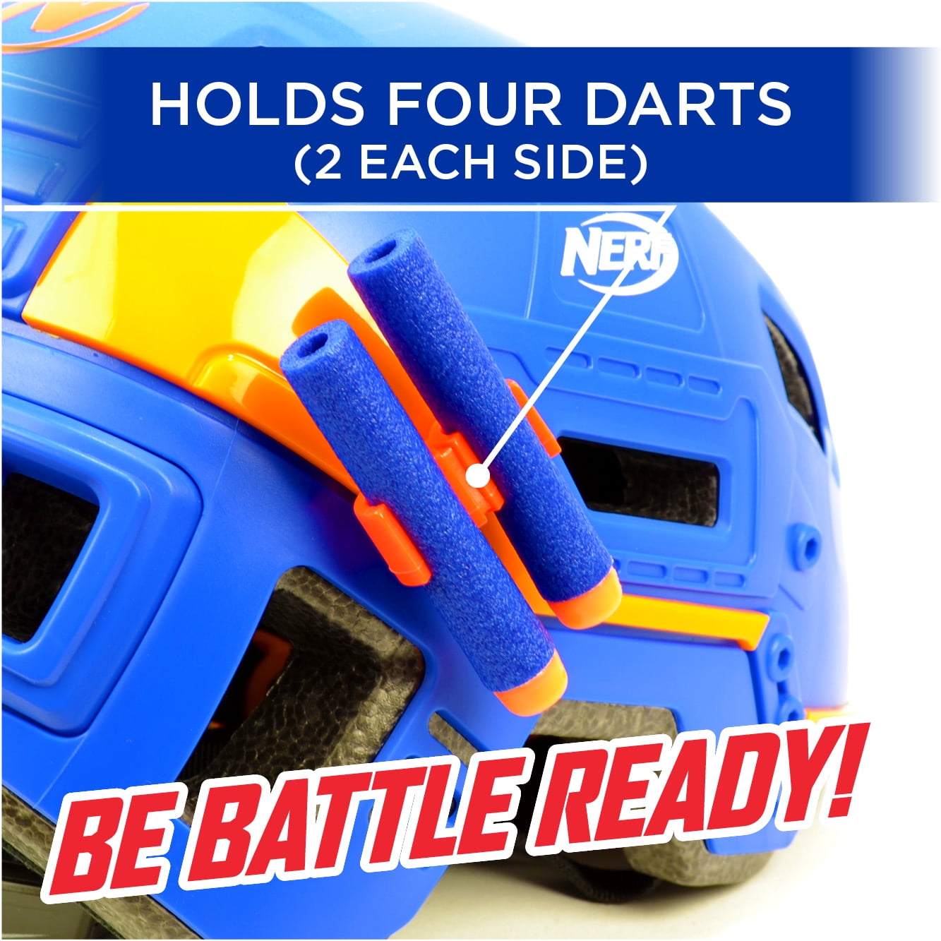Buy Nerf Barrage Blue Youth Bike Helmet (Ages 8+, Includes and holds 4x ...