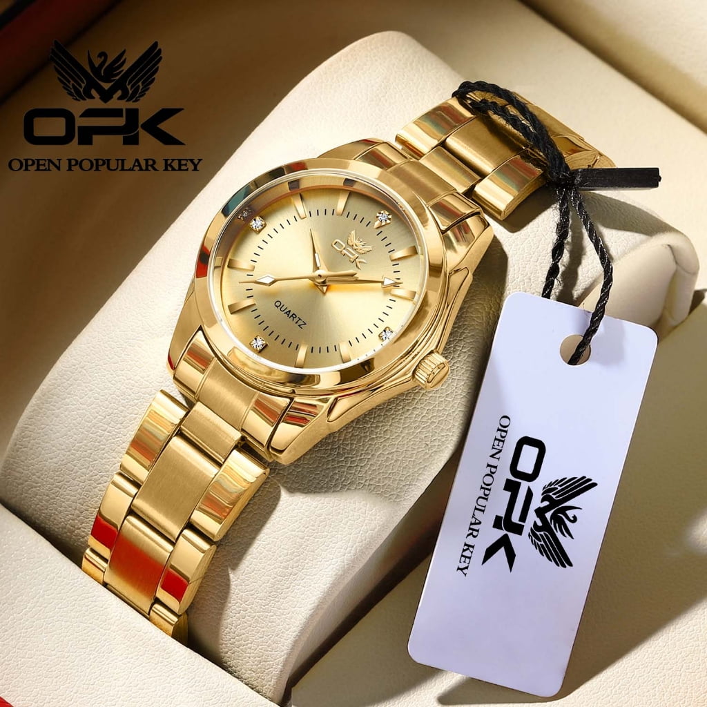 OPK Watch For Woman Waterproof Original Stainless Steel Quartz Watches Relo Fashion Casual Gold Ladies Watch Model 6002