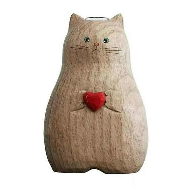 EIMELI Cat Shaped Flower Vase Cute Cat Vase Handcrafted Wooden Cat Vase ...
