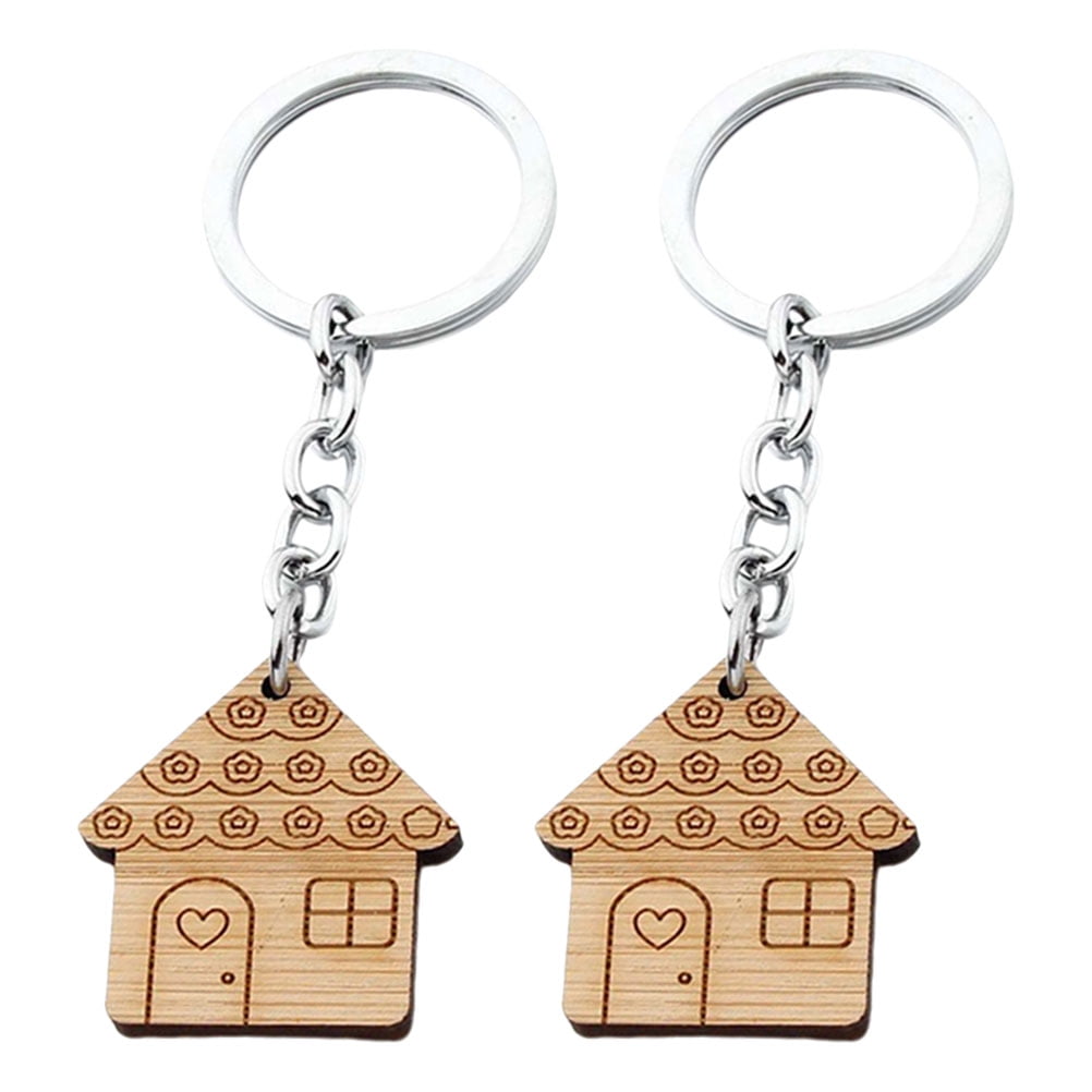 Click here for Alvinma 2pcs Adorable Keychains Wooden House Keych... prices