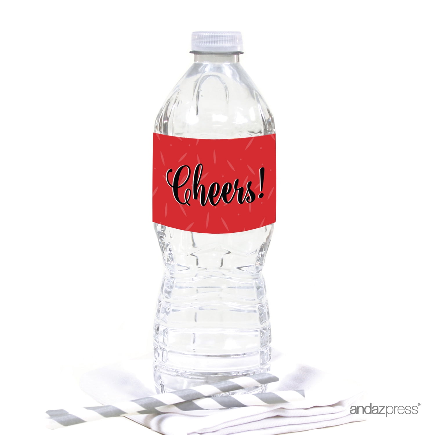 Signature Black, White, Red, Water Bottle Labels Stickers, Cheers!, 20 ...