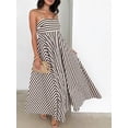 Brown And White Diagonal Stripe Spaghetti Strap Backless A-Line Flowy ...