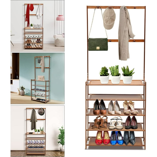 Miumaeov 3-in-1 Hall Tree, Entryway Coat Rack with Shoes Organizer ...