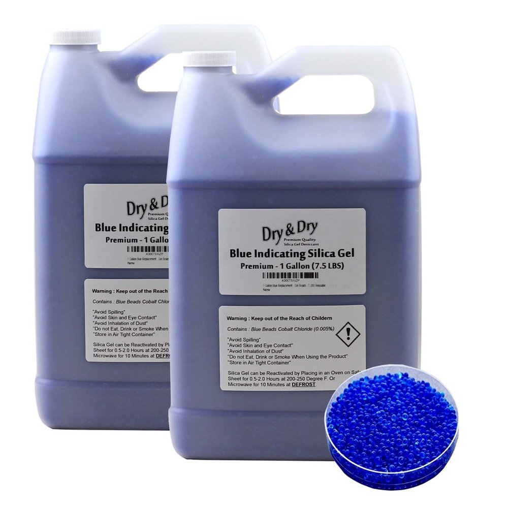 2 Gallon "Dry & Dry" Premium Blue Indicating Silica Gel Beads (Industry ...