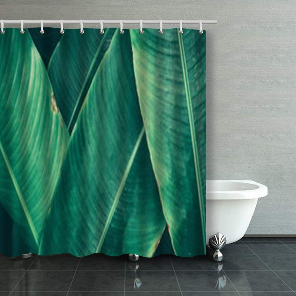 ARTJIA Green Tropical Leaves Texture Vintage Palm Shower Curtains ...