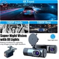 4K 3 Dash Cam, 5GHz WiFi Built-in GPS with 64GB Card, 4K+1K+1K Front ...