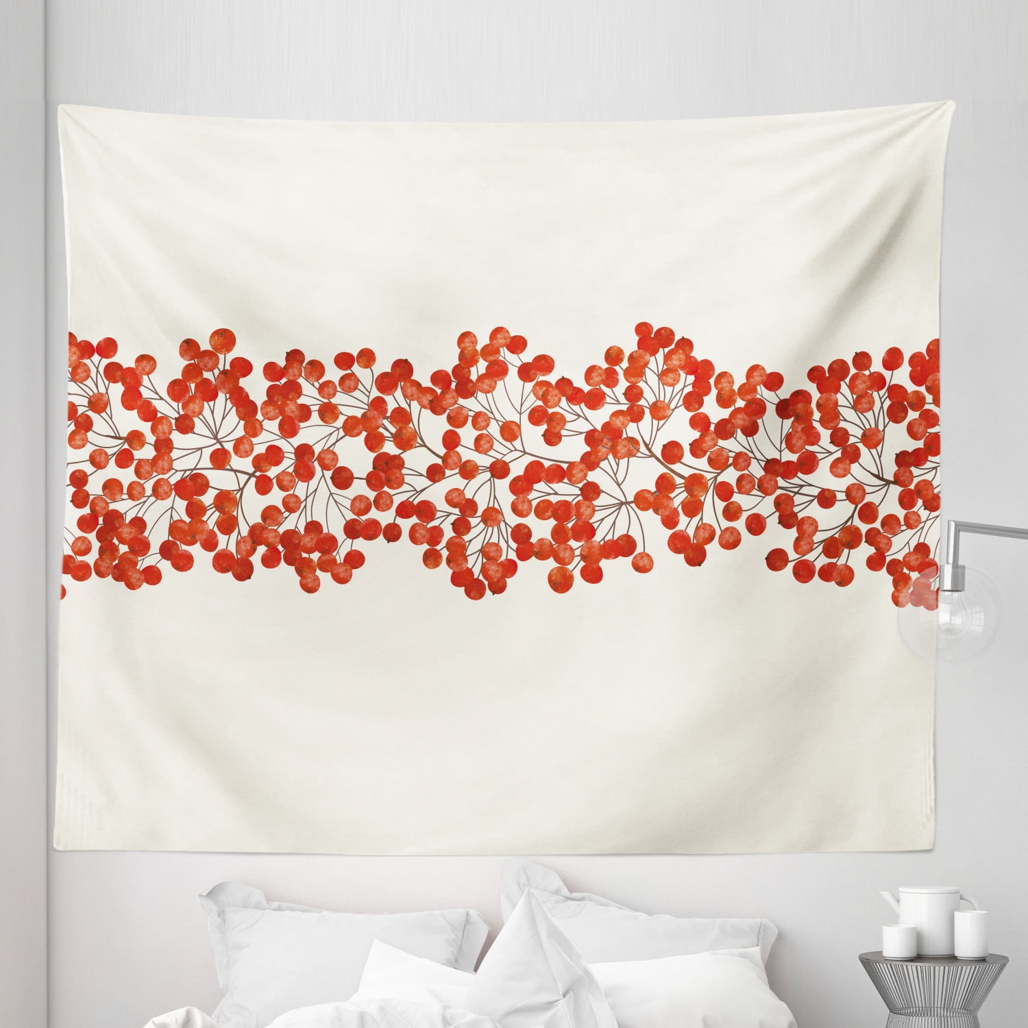 Rowan Tapestry, Border with Wild Red Mountain Ashes on Twigs Hand ...